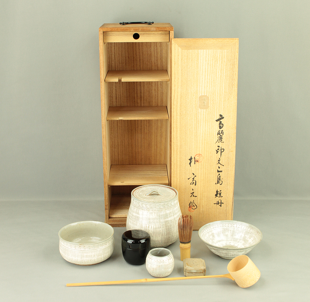 Japanese Mishima Portable Tea Ceremony Chest Box 'Tanzaku Bako' VA452 ...